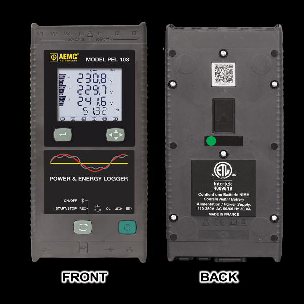Power Quality Meters | AEMC Power & Energy Logger Model PEL 103 (w/LCD ...